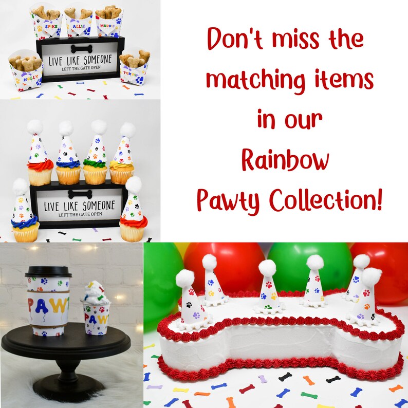Rainbow Paw Print Party Favor Boxes for Dog Birthday Party, Puppy ...
