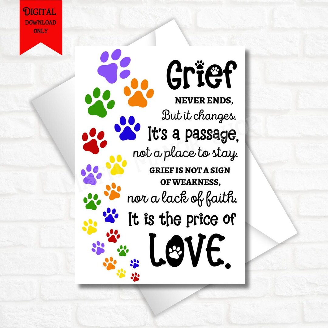 Printable Rainbow Pet Loss Card, Dog Sympathy Card, Cat Sympathy Card ...