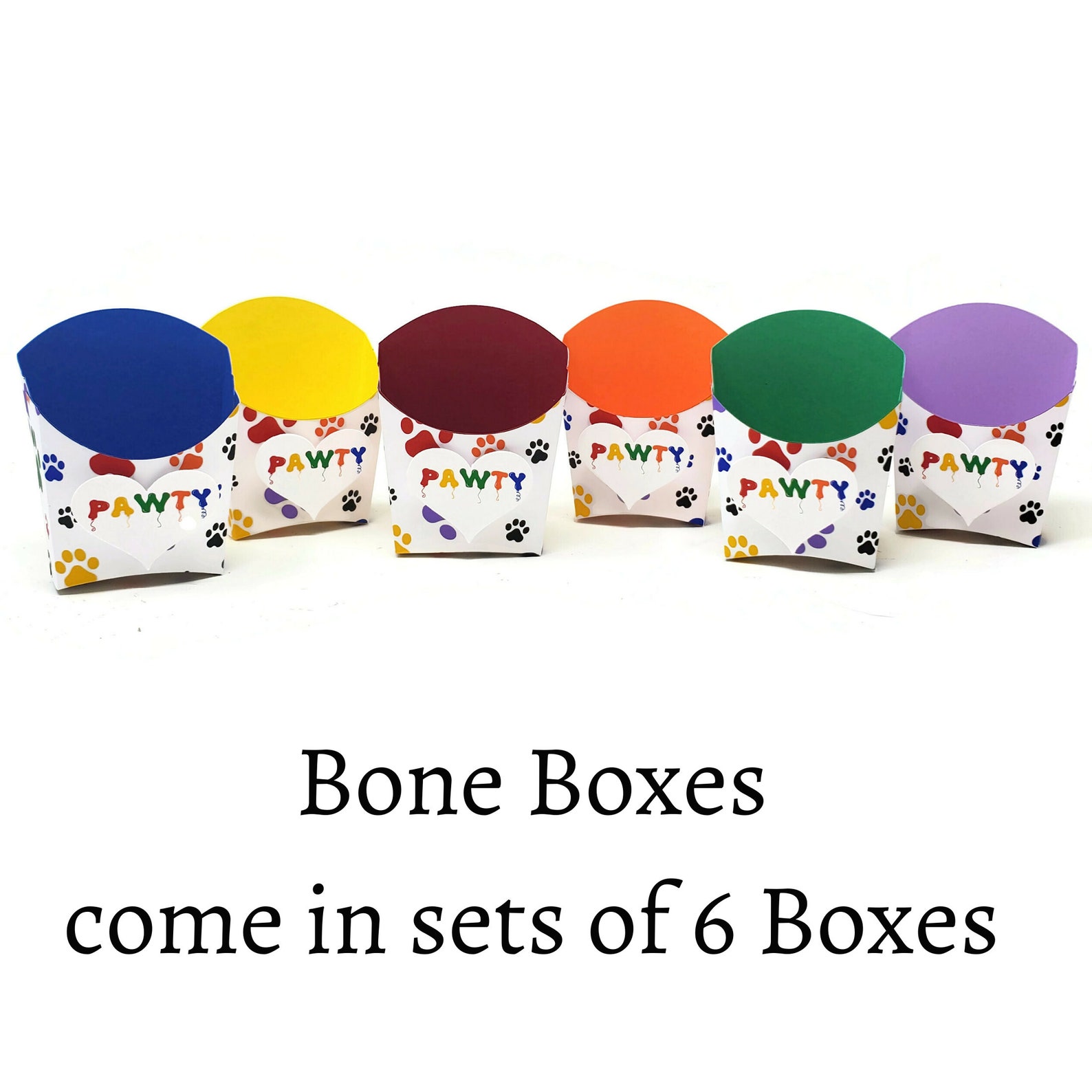 Rainbow Paw Print Party Favor Boxes for Dog Birthday Party | Etsy