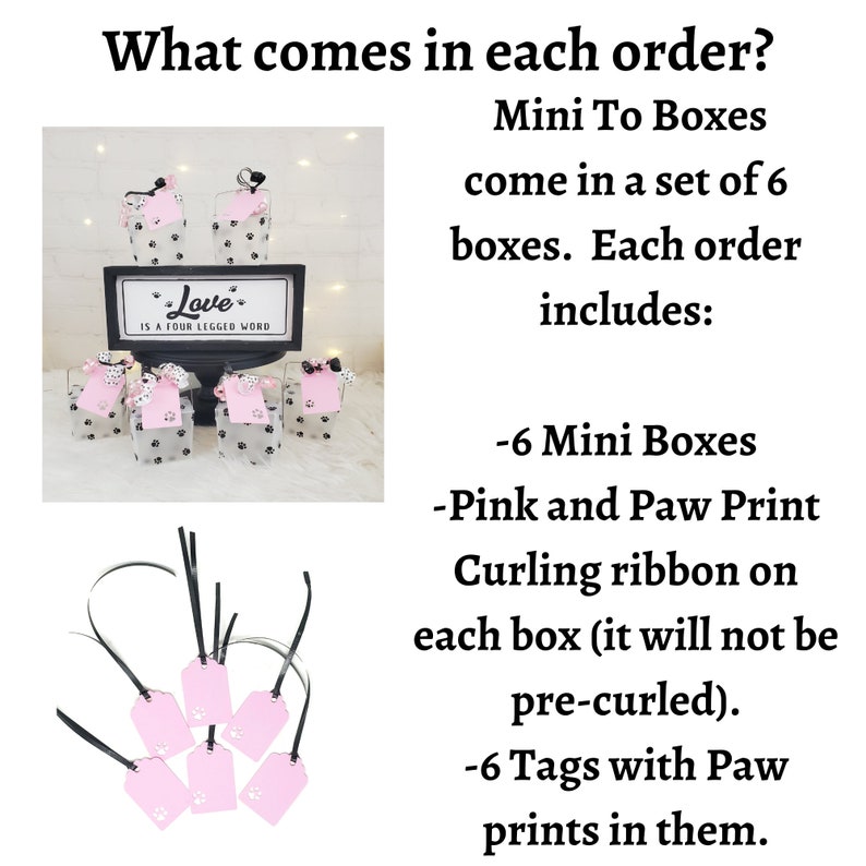 Paw Print Favor Boxes for Dog Birthday Party Pink Set of 6 | Etsy