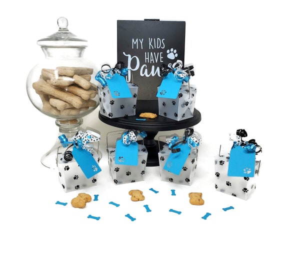 Paw Print Favor Boxes for Dog Birthday Party Set of 6 Dog | Etsy