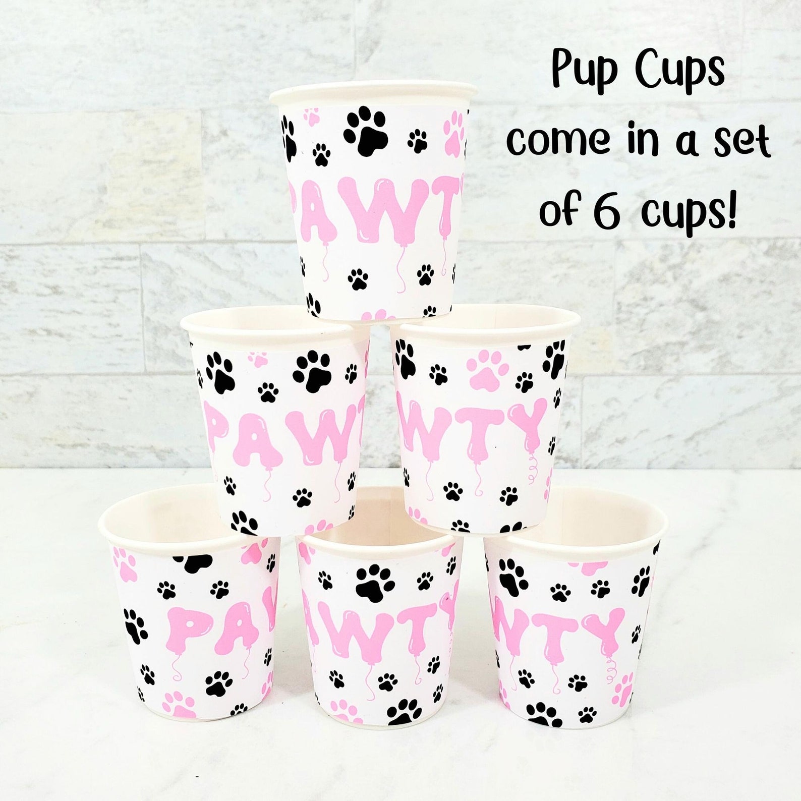 Pupperccino Cups, Pink Paw Print Dog Birthday Party Favors, Set of 6 - Etsy