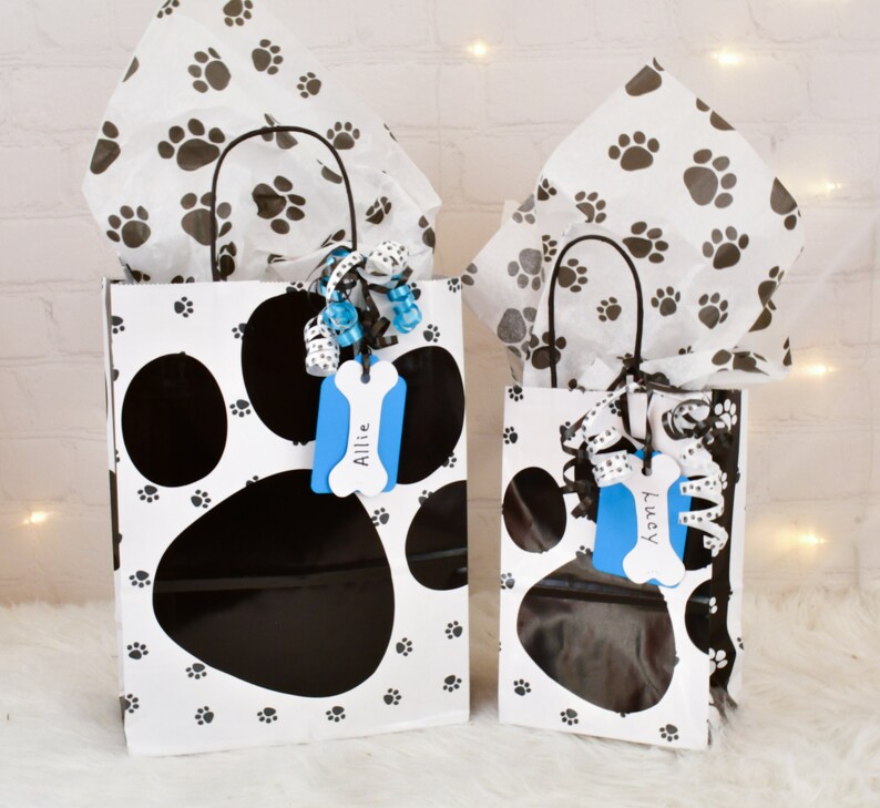 Paw Print Gift Bag for Dog Birthday Party Puppy Birthday | Etsy