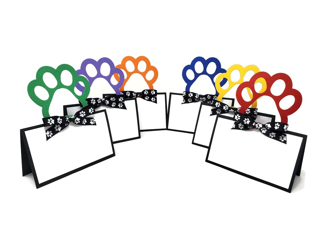 Rainbow Paw Print Dog Birthday Place Cards, Set of 6 - Etsy