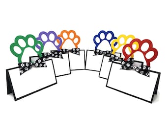 Paw Print Place Card for Dog Birthday Party Food Tent Puppy | Etsy