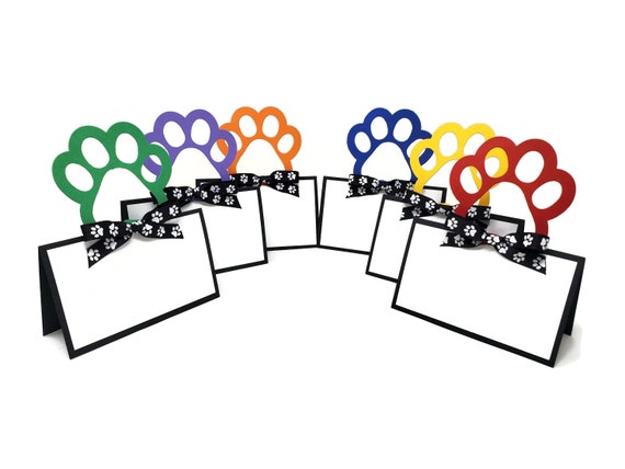 Rainbow Paw Print Place Card for Dog Birthday Party Food - Etsy