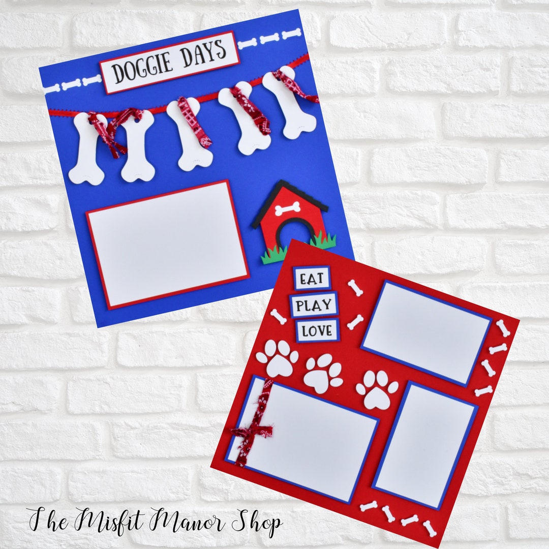 Doggie Days Scrapbook Layout, 12x12 Premade Dog Scrapbook Pages - Etsy