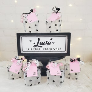 Paw Print Favor Boxes for Dog Birthday Party, Pink, Set of 6, Dog Party ...