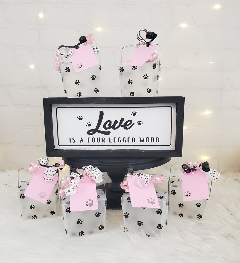Paw Print Favor Boxes for Dog Birthday Party Pink Set of 6 | Etsy