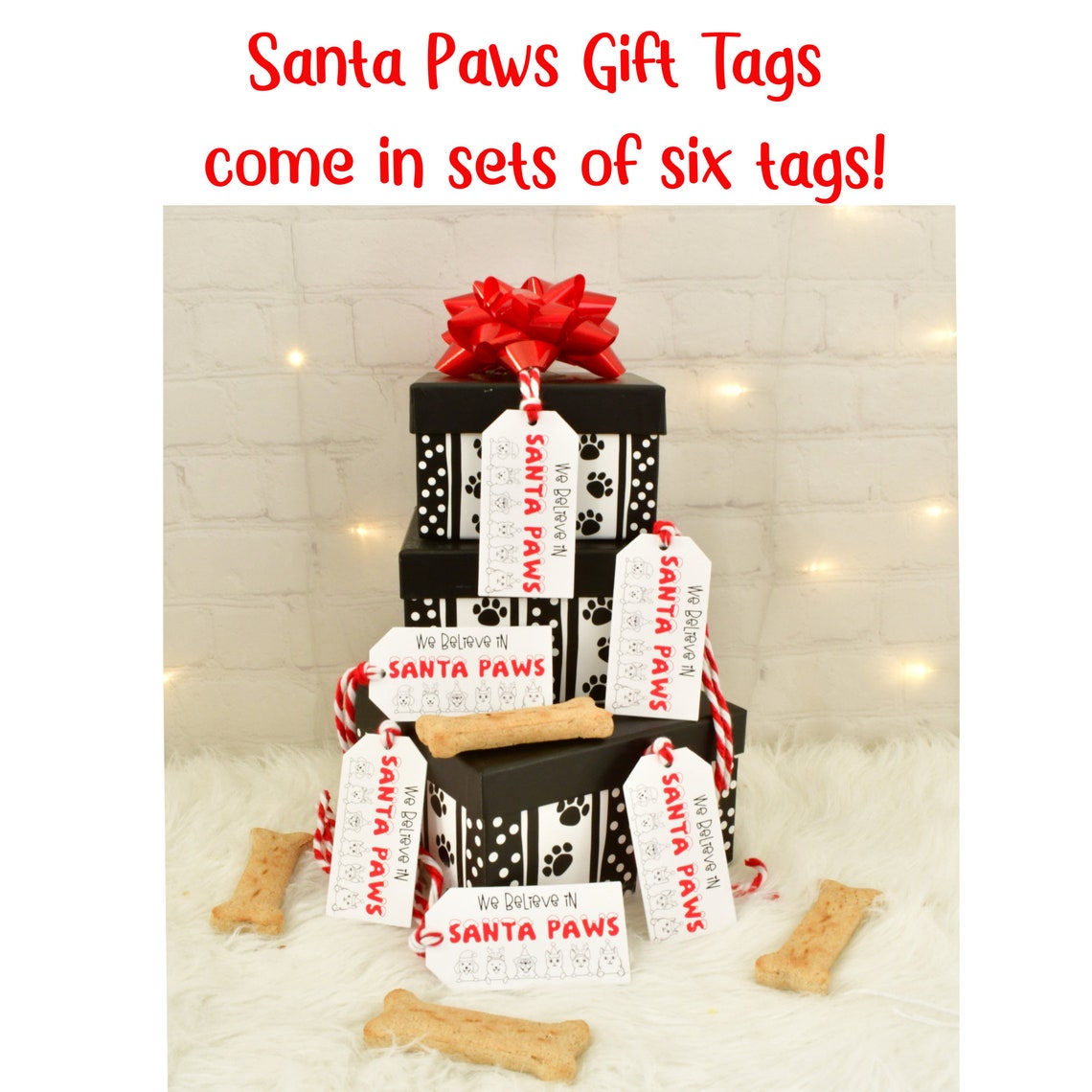 Paw Print Christmas Gift Tags, Santa Paws, Pet Themed Gift Tags, Dog ...
