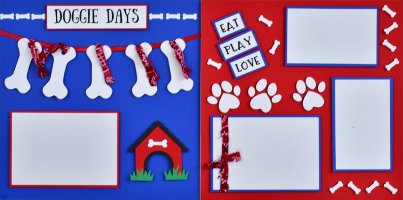 Doggie Days Scrapbook Layout, 12x12 Premade Dog Scrapbook Pages - Etsy