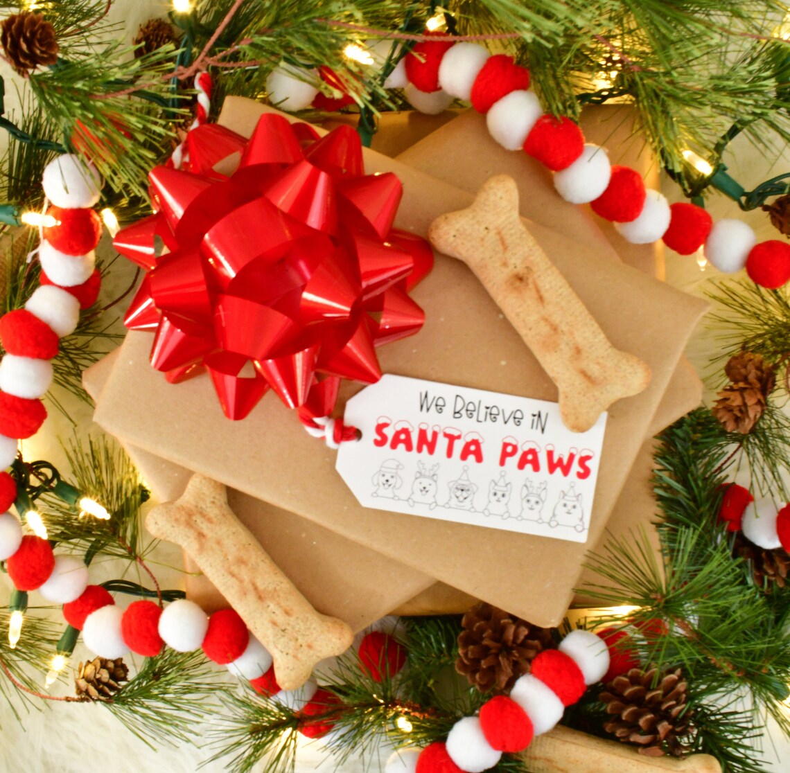 Paw Print Christmas Gift Tags, Santa Paws, Pet Themed Gift Tags, Dog ...