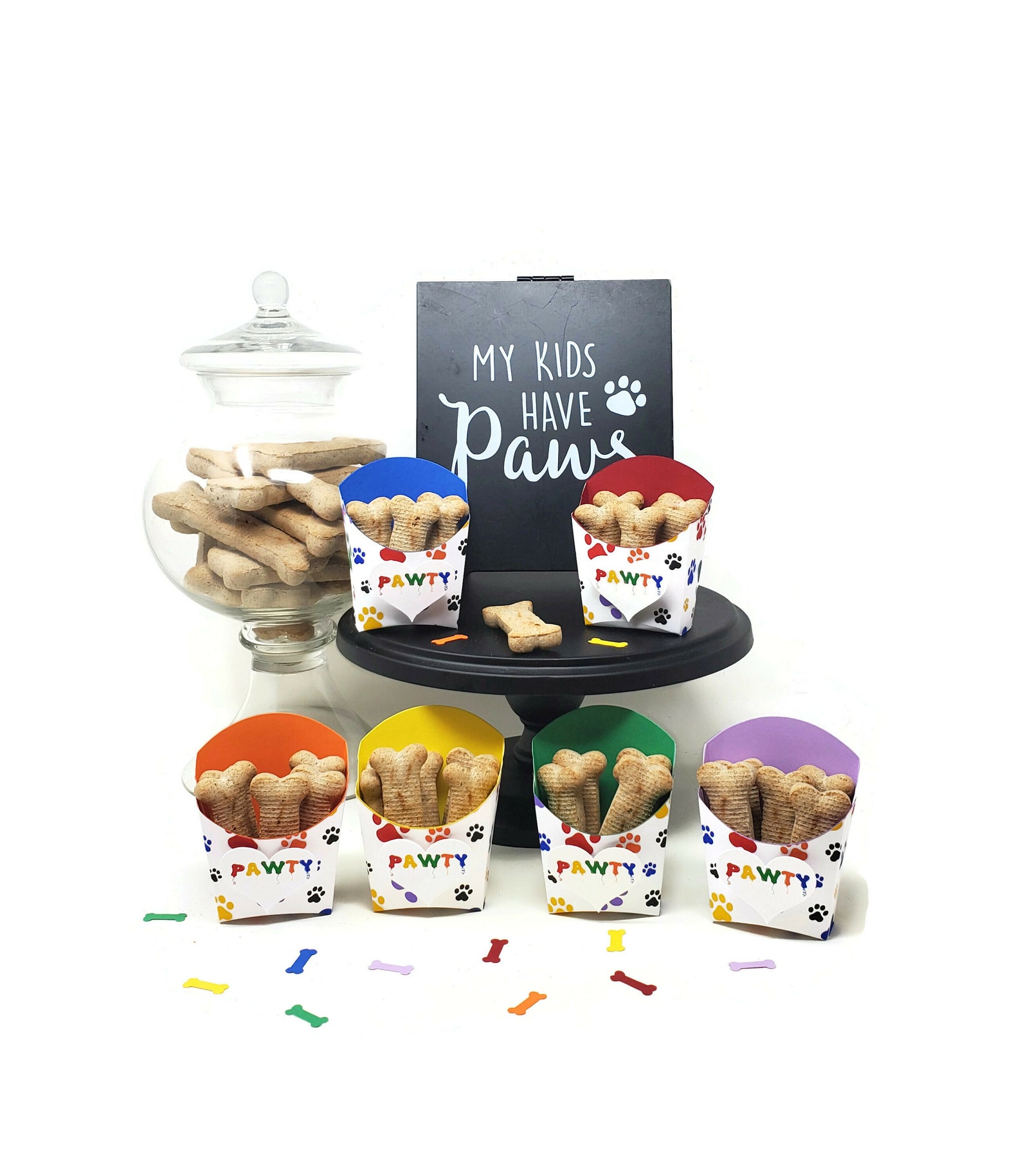 Rainbow Paw Print Party Favor Boxes for Dog Birthday Party | Etsy