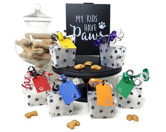 Paw Print Favor Boxes for Dog Birthday Party Pink Set of 6 | Etsy