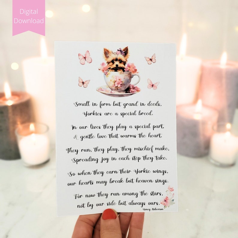 Yorkie Sympathy Card, Pet Loss, Grief Gift (digital Download) - Etsy