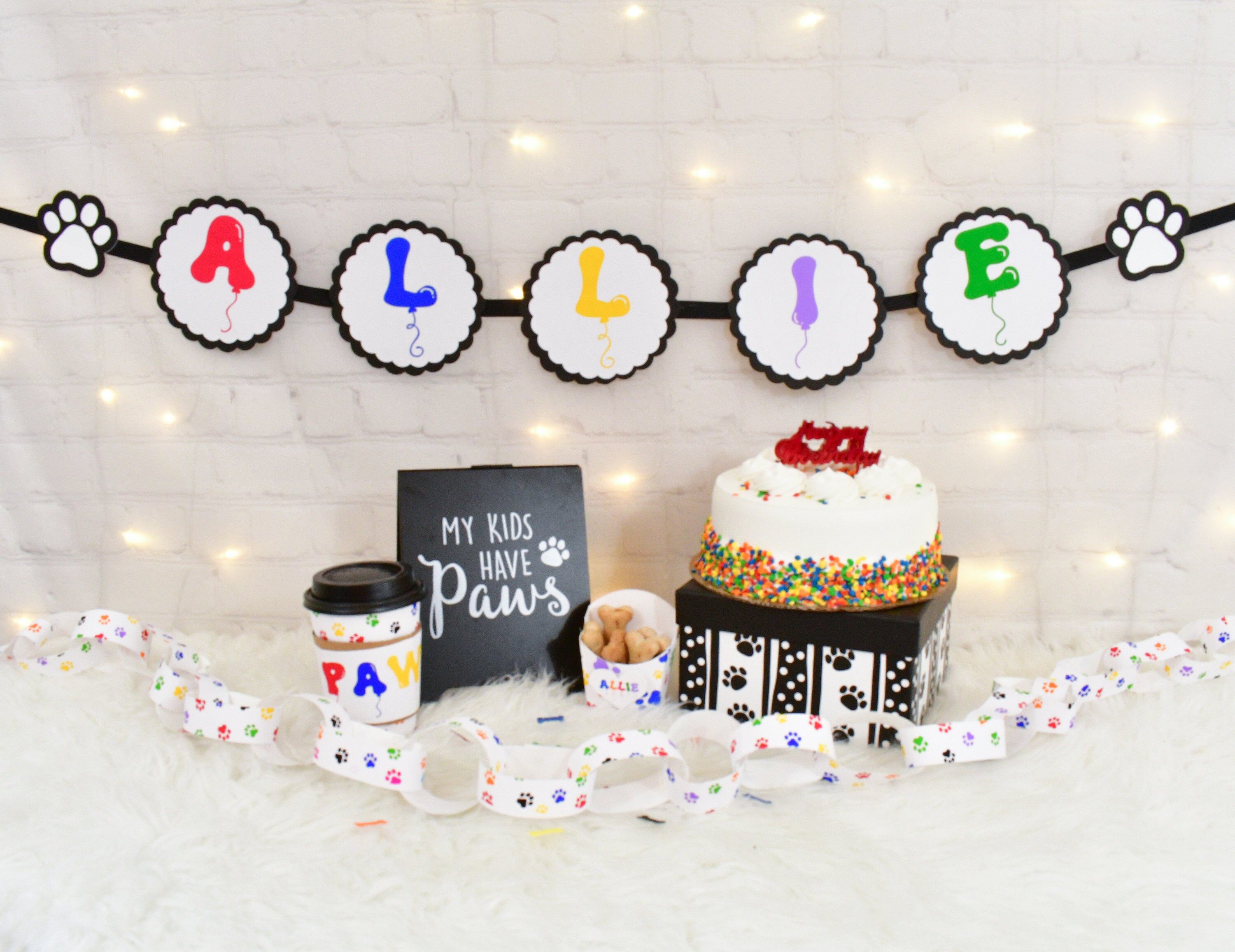 Personalized Dog Birthday Banner, Rainbow Pawty Decorations - Etsy