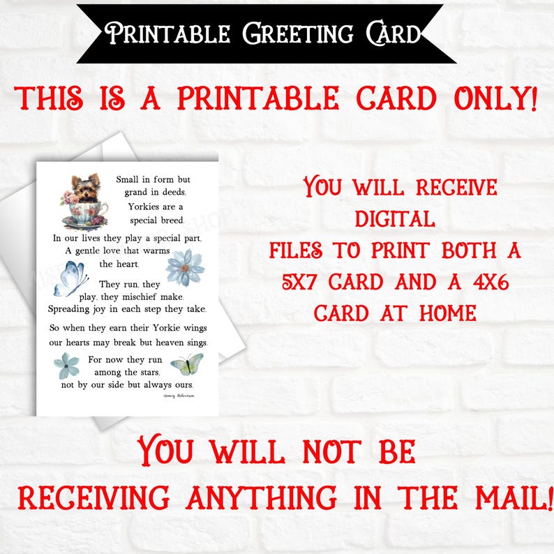 Yorkie Sympathy Card, Pet Loss Condolence (digital Download) - Etsy