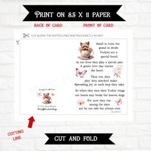 Printable Dog Sympathy Card for Loss of Yorkie, Digital Download ...