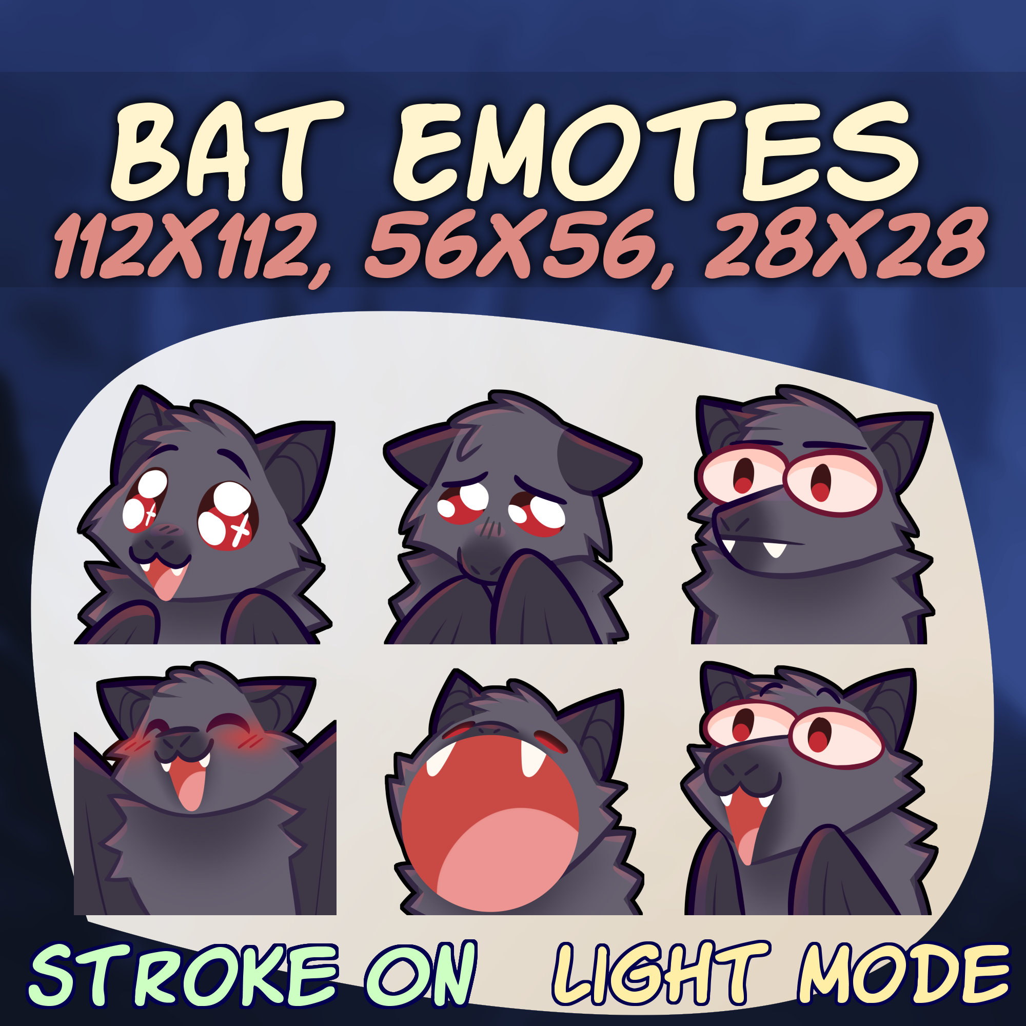 Bat Twitch Emotes - Set of 6 - Etsy
