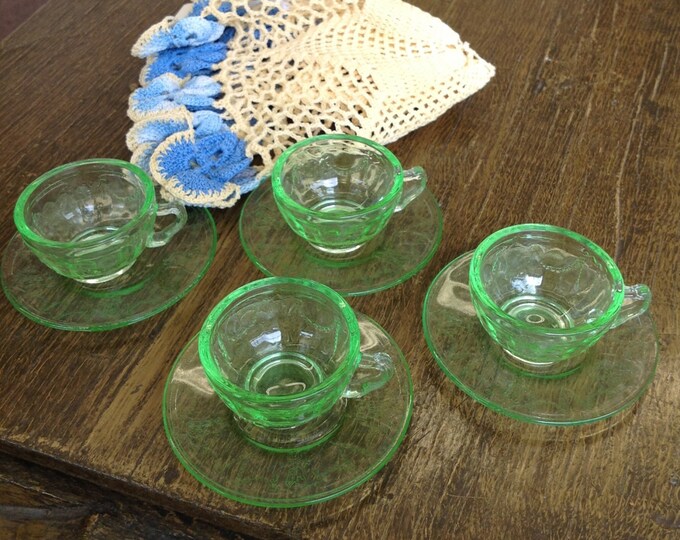Miniature Jennifer Green Cups and Saucers-price REDUCTION - Etsy