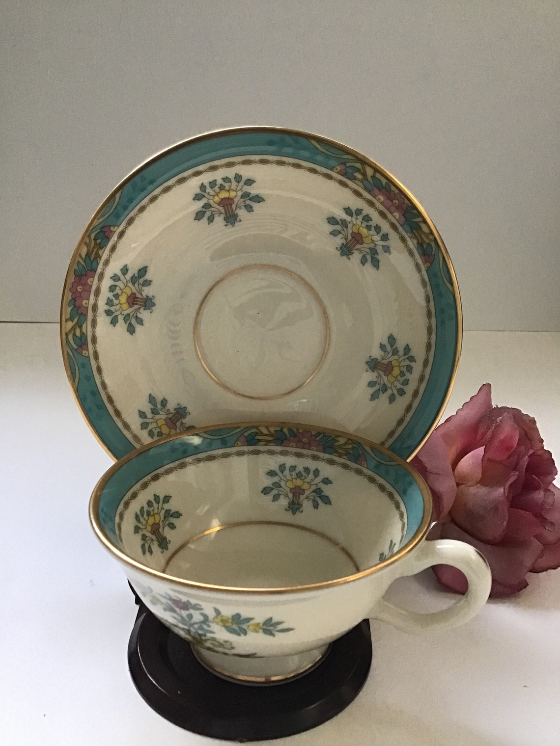 Elegant Lenox Teacup and Saucer Floral Pattern Made in USA - Etsy