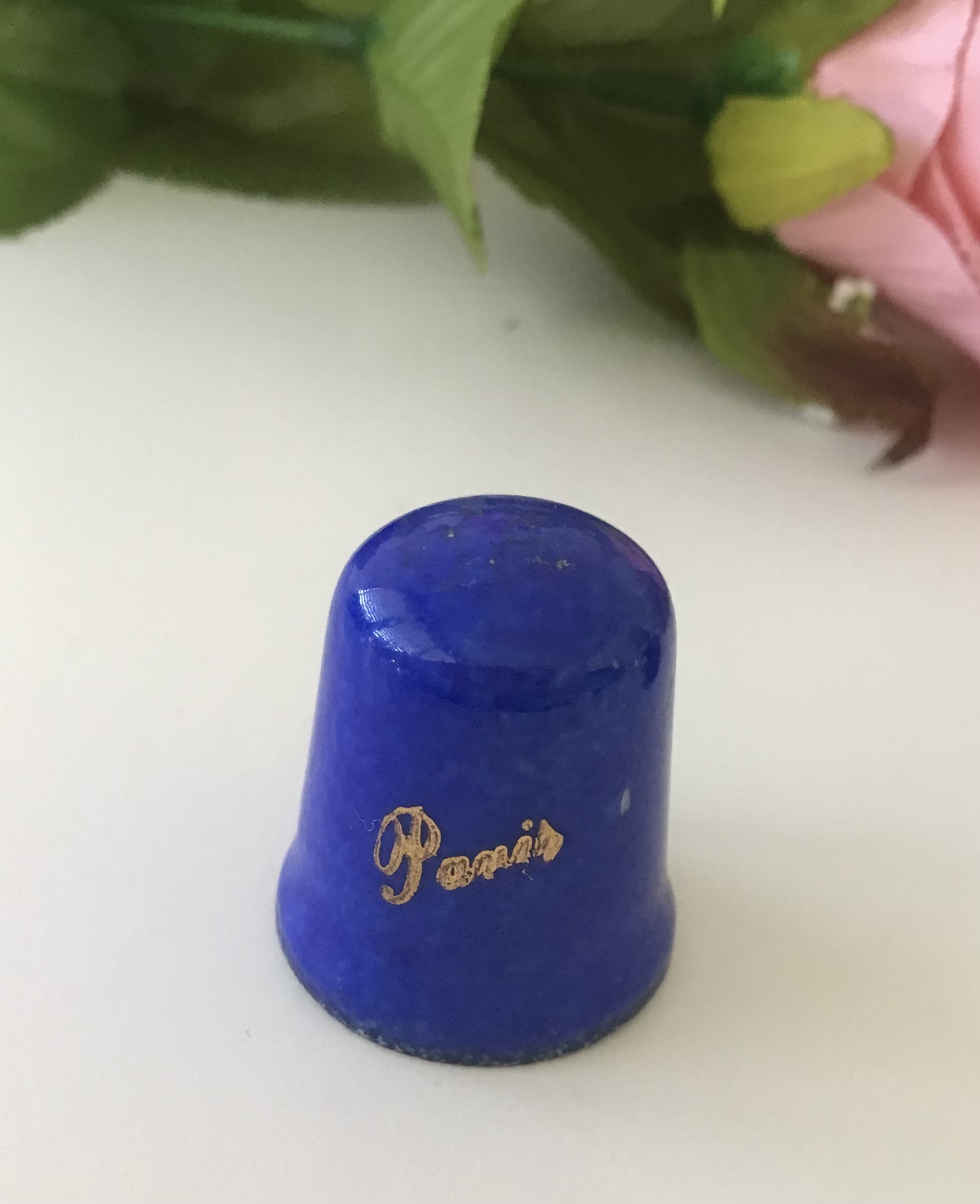 Vintage Limoges France Thimbles Blue and Gold Ceramic / Porcelain ...
