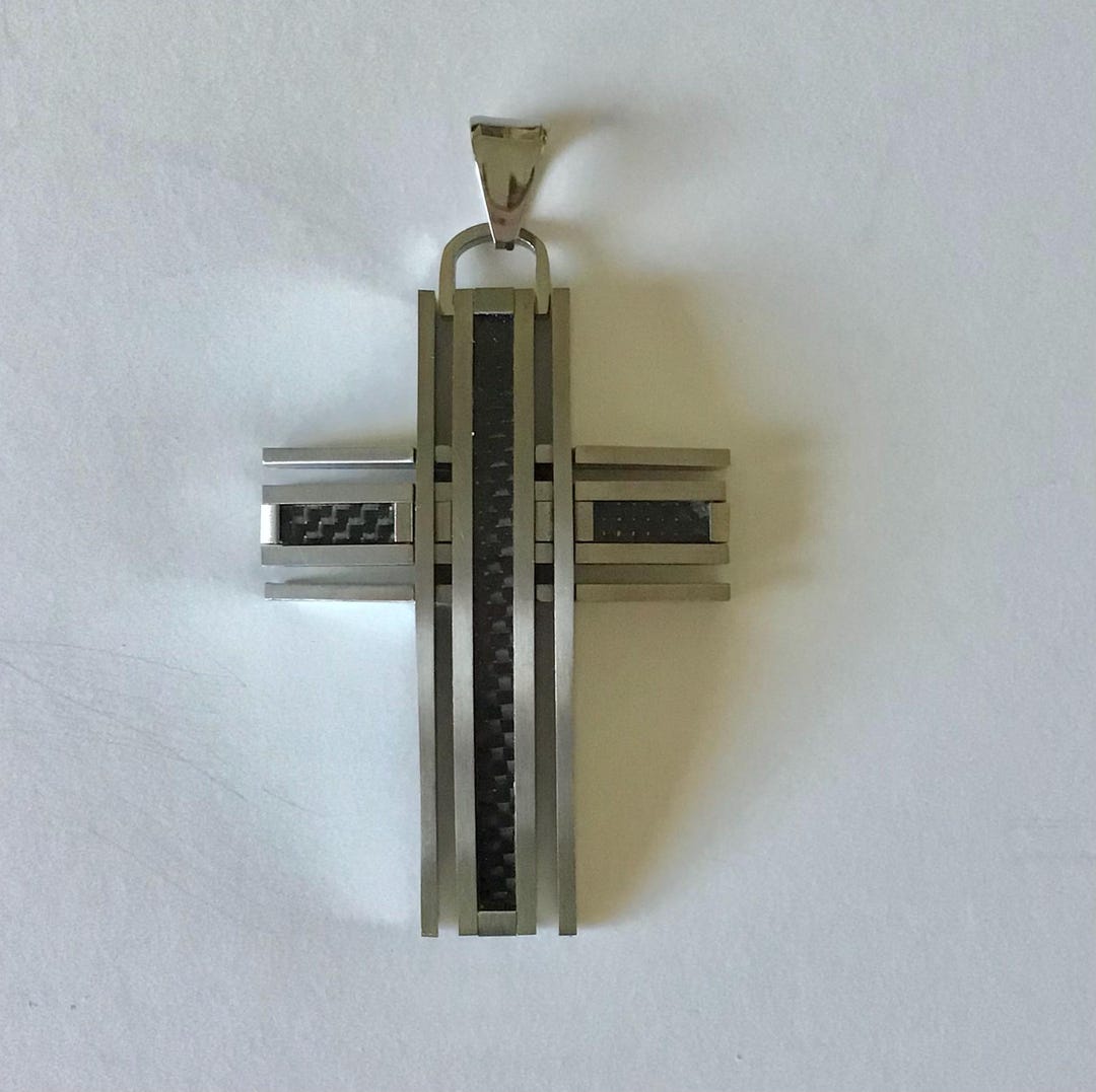 Titanium Gents Cross in Black and Silver/grey/religious Cross/gift ...