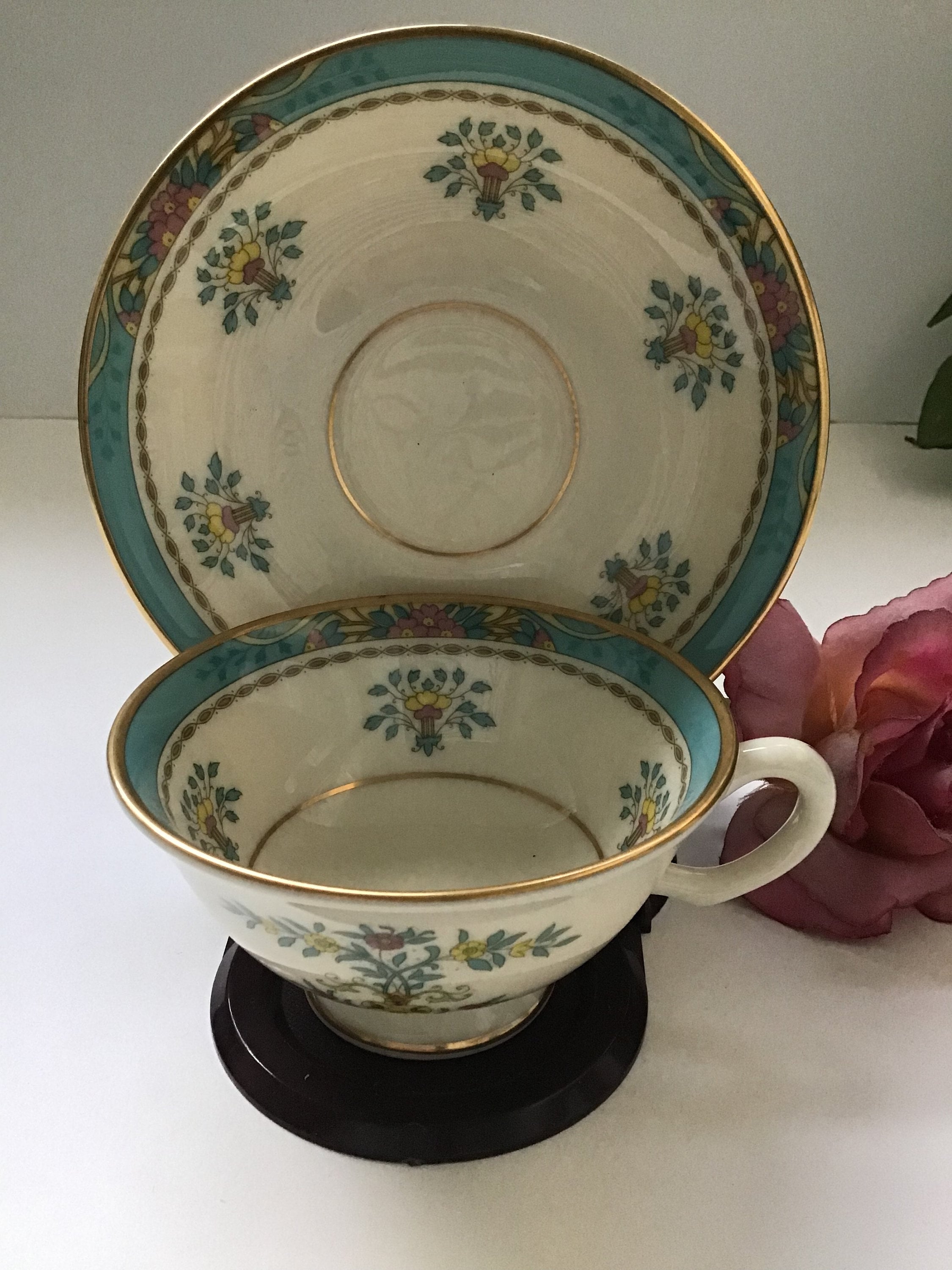 Elegant Lenox Teacup and Saucer Floral Pattern Made in USA - Etsy