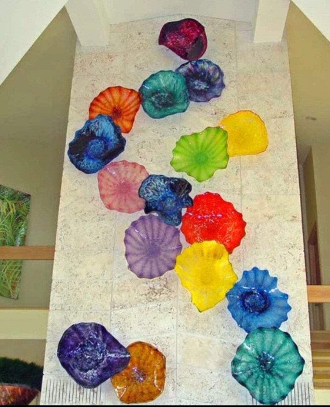 Hand Blown Glass Wall Art Sculpture: 14" Elegant Home Decor - Etsy