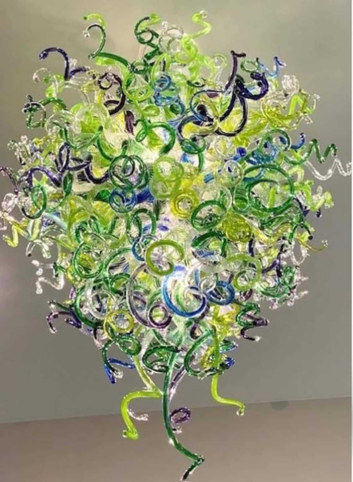 Hand Blown Glass Chandelier: Chihuly Style Art Glass Lighting - Etsy