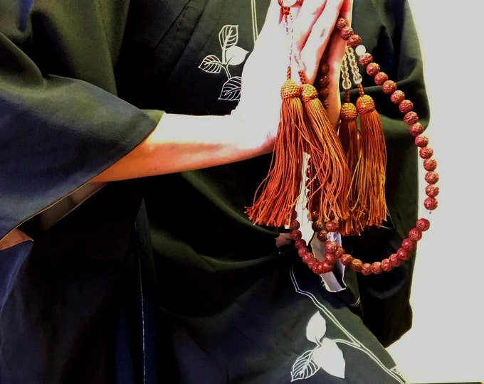 Japanese Ojuzu Buddhist Prayer Beads Brown Bodaju Seed Beads Onenju ...