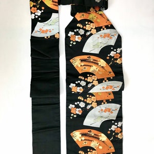 Obi Belt Black | Silk Kimono Robe Sash | Vintage Japanese Nagoya Obi ...