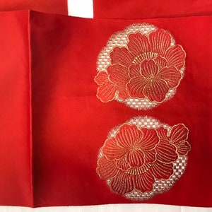 Tomato Red Obi Belt Floral Womans Kimono Robe Wedding Sash - Etsy