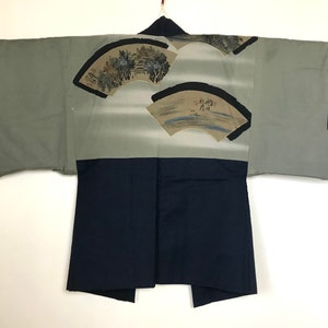 Mens Japanese Kimono Set | Robe & Haori | Wool Blend | Blue Vintage ...