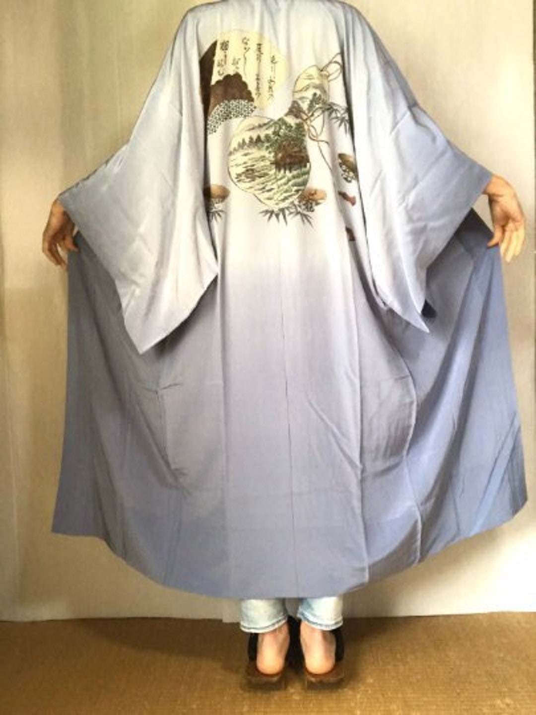 Men's Silk Kimono Juban Japanese Oriental Robe Vintage Dressing Gown ...