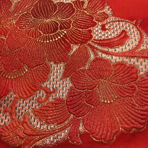 Tomato Red Obi Belt Floral Womans Kimono Robe Wedding Sash - Etsy