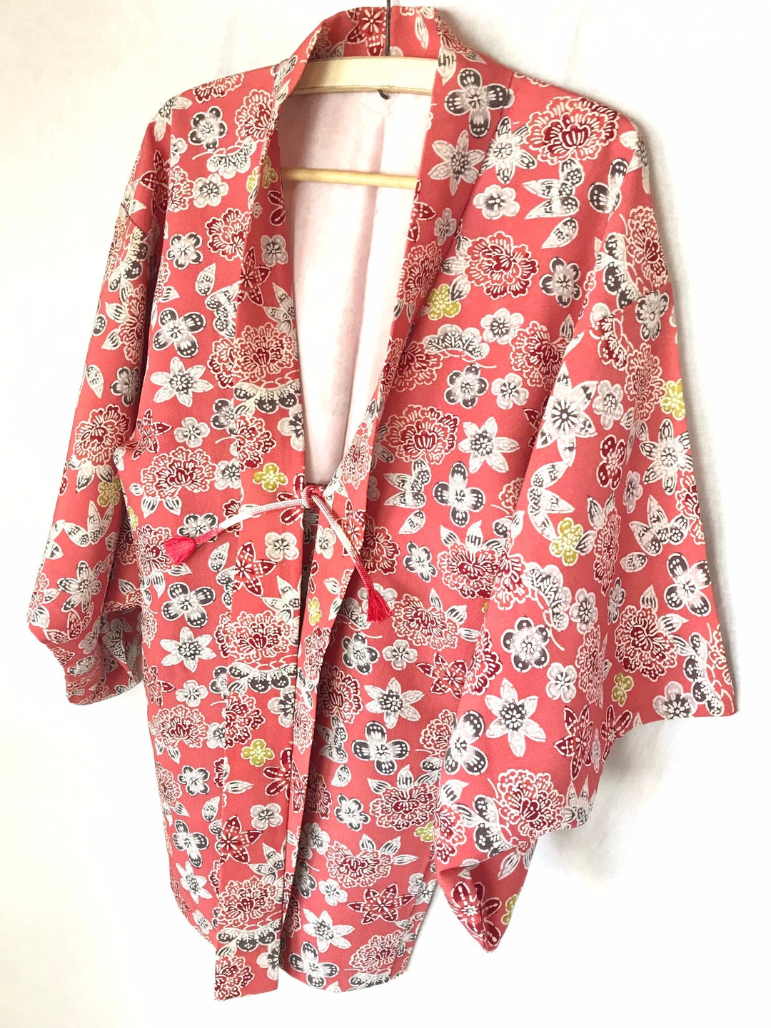 Spring Haori Kimono, Floral Pink Haori, Japanese Kimono Jacket, Vintage ...