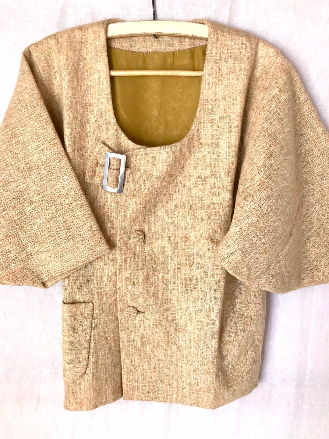 Adorable Haori Kimono Jacket Wool Vintage Japanese Cardigan Coat Pale ...