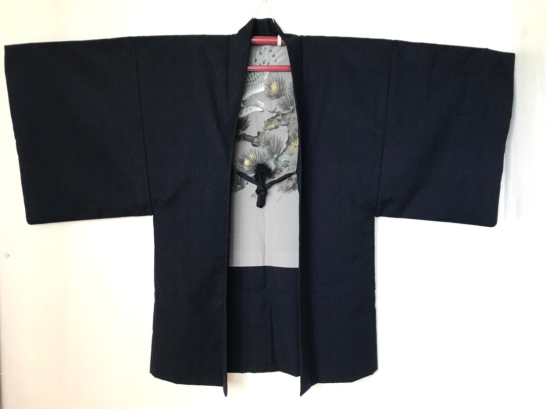Mens Japanese Haori Kimono Jacket Wool Blue Hawk on Pine - Etsy