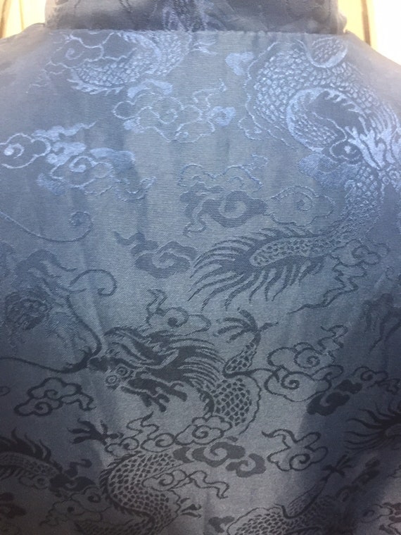 Asian Reversible Silk Dragon Short Smoking Robe Size … - Gem