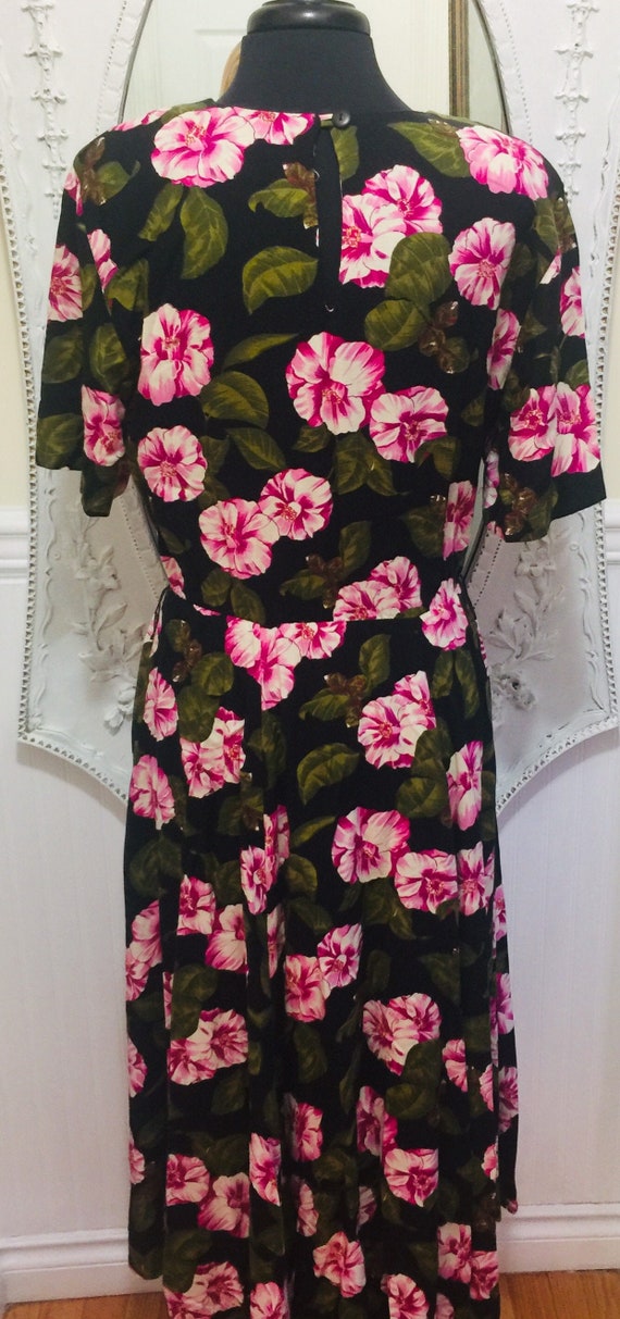 1970's Vintage 'Jane Singer' Hawaiian Floral Pattern … - Gem