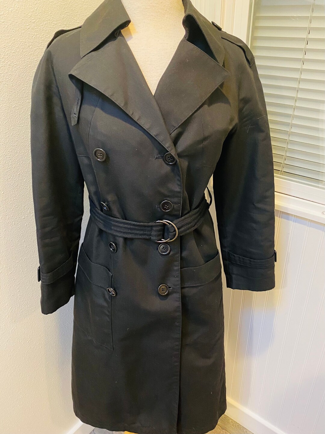 Vintage 1960s Black Trench Coat - Misty Harbor Byrd Cloth Size 8 - Etsy