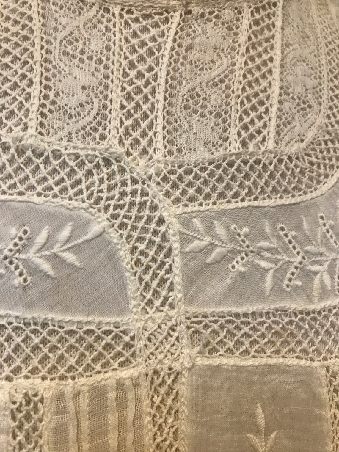 Vintage 1920's Handkerchief Linen Detailed Lace Blouse Women's Medium ...