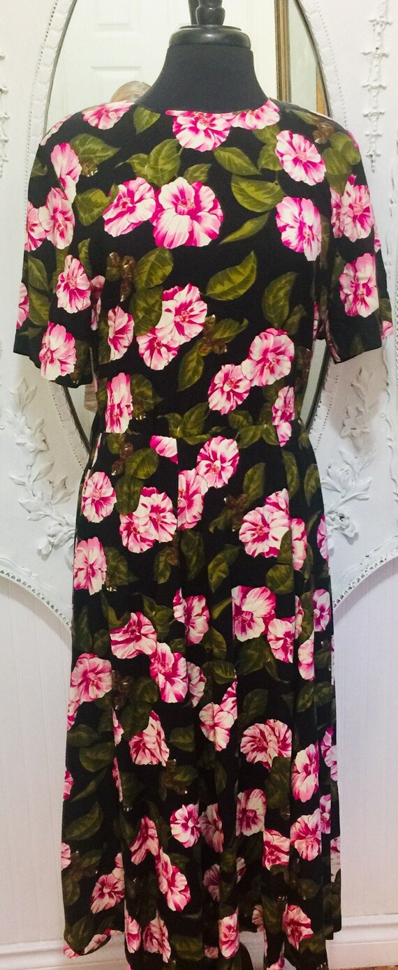 1970's Vintage 'Jane Singer' Hawaiian Floral Pattern … - Gem