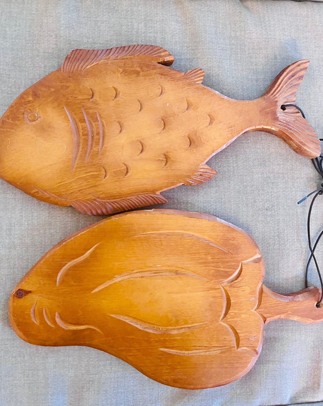 Hand Carved Wooden Trivets: Fish and Strawberry Kitchen Decor - Etsy