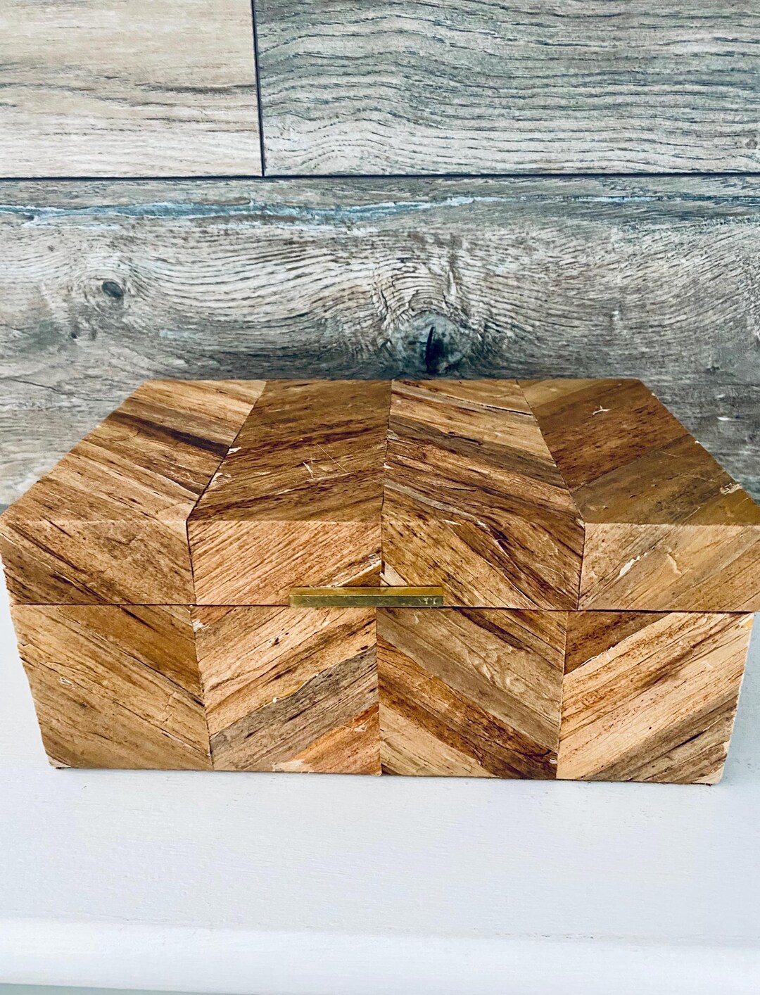 1970's Handmade Decorative Chevron Wood Texture / Zig Zag Design ...