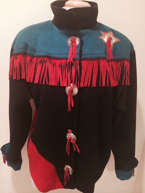 Black Rodeo Jacket With Mexican Flag Colors ! - Gem