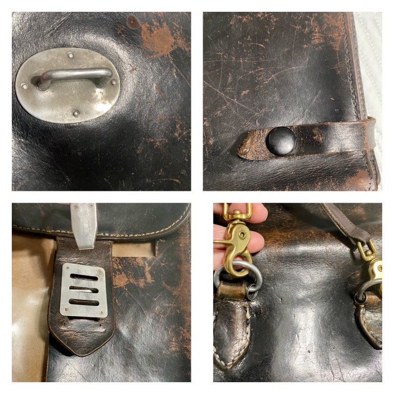 Vintage USSR Military Leather Map Bag: Soviet Army Crossbody - Etsy