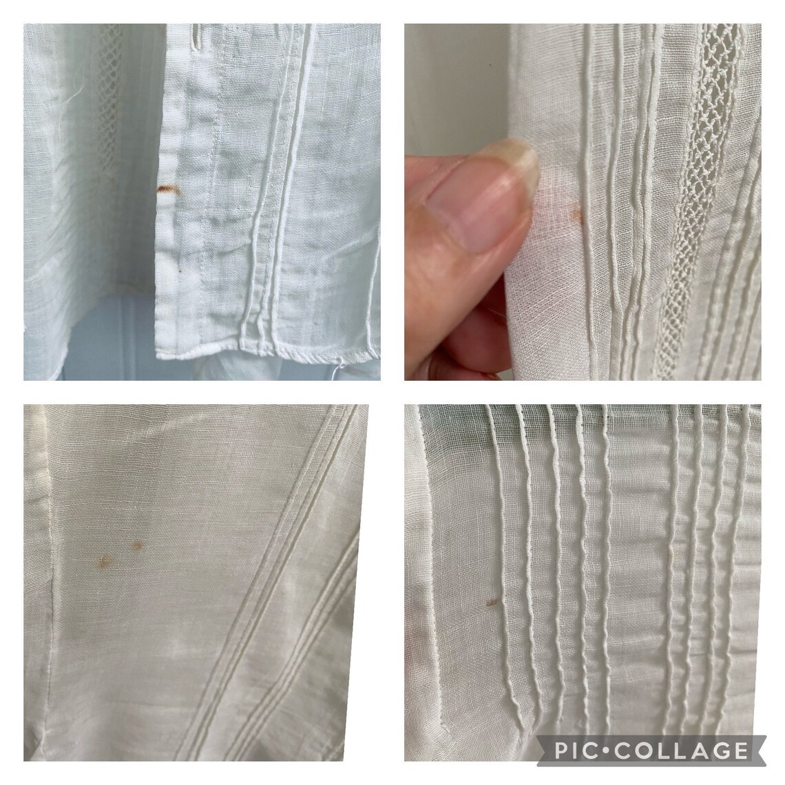 Vintage 1920's Handkerchief Linen Detailed Lace Blouse Women's Medium ...