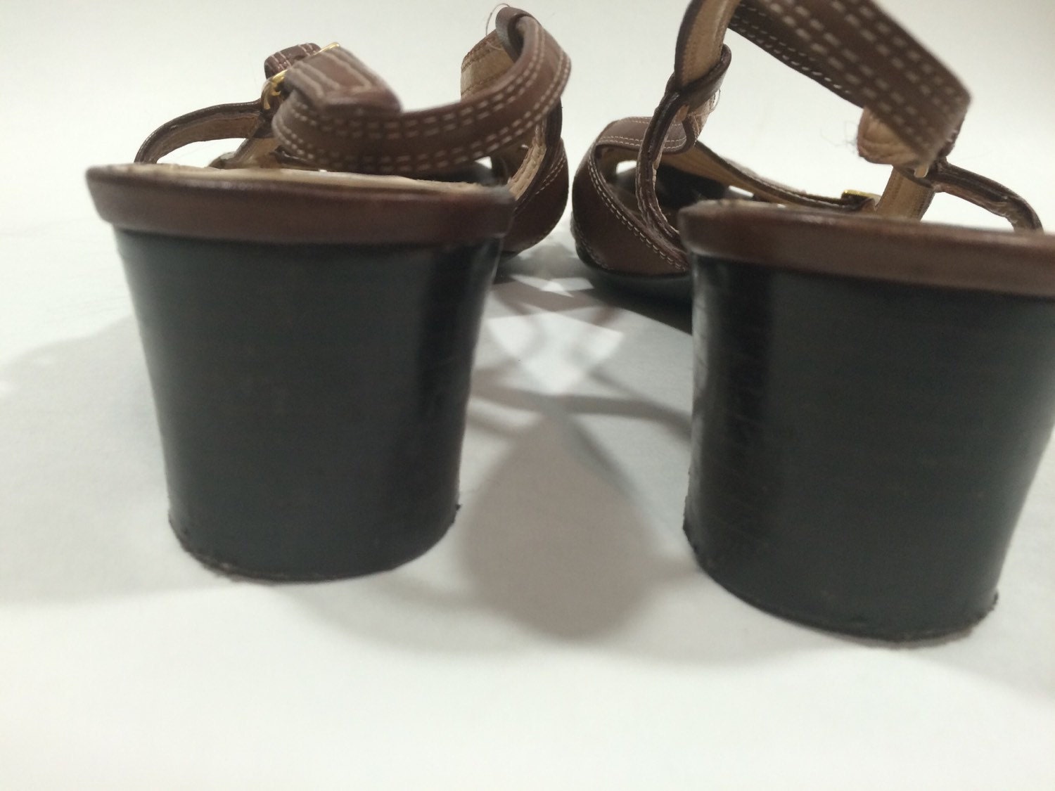 Brown Leather Heeled Sandal Shoes by Naturalizer Ladies Size 7 - Etsy